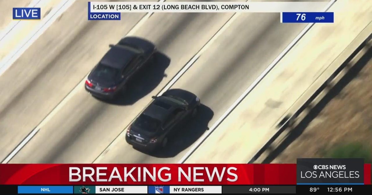 Pursuit suspect leading police through Compton area - CBS Los Angeles
