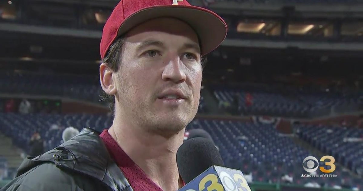 Miles Teller about the Phils win in the NLCS - CBS Philadelphia