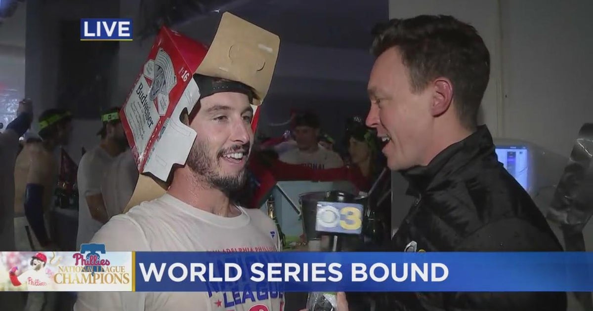 Catcher Garrett Stubbs reacts to clinching the World Series - CBS ...