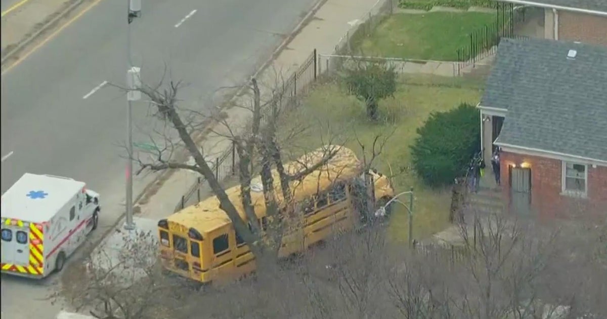 School bus crashes into yard of Auburn Gresham home - CBS Chicago