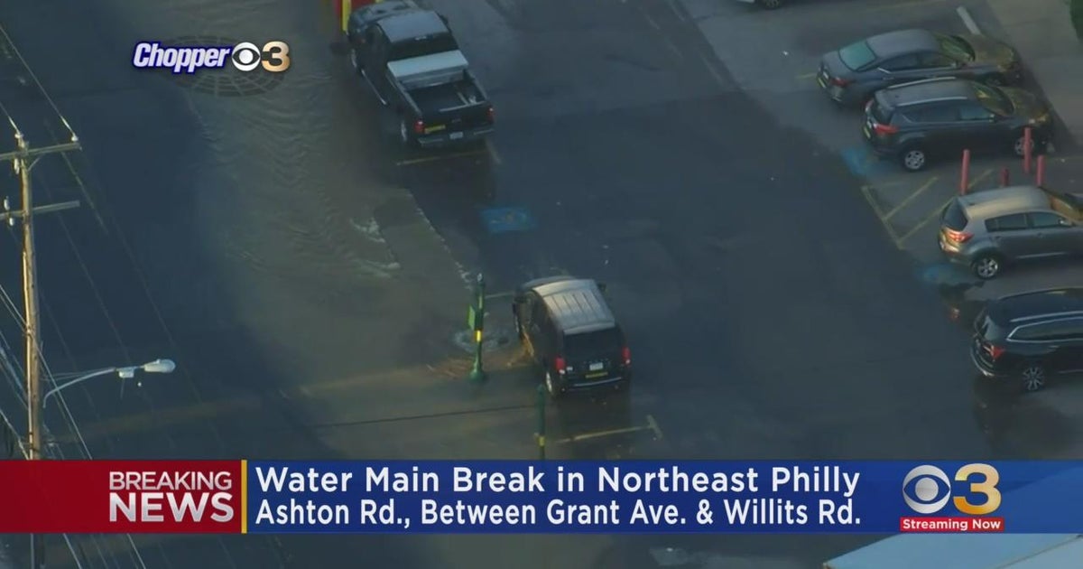 Water main break shuts down Ashton Road in Northeast Philly - CBS ...
