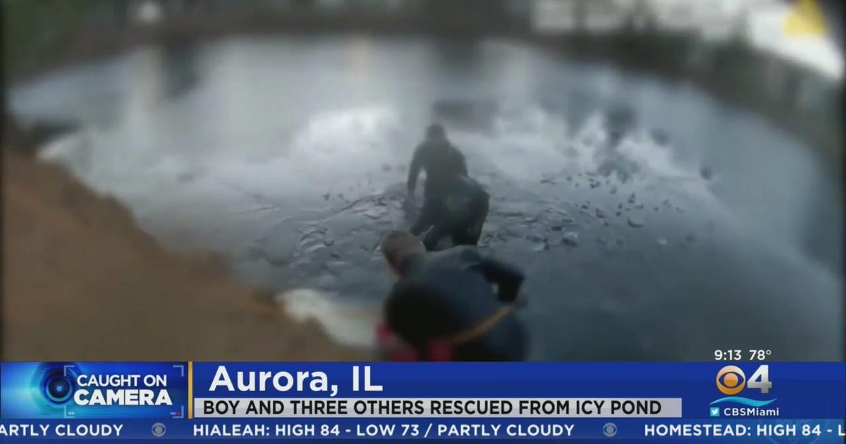 Caught on Camera: Rescuers save victims in icy ponds - CBS Miami