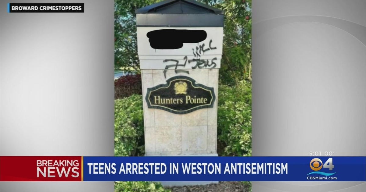 Arrests made in antisemitic spray-painting in Weston - CBS Miami