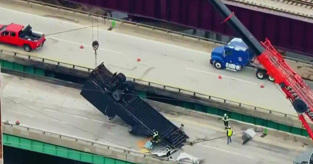 Driver Rescued After Truck Goes Off Indiana Bridge Catches Fire Cbs