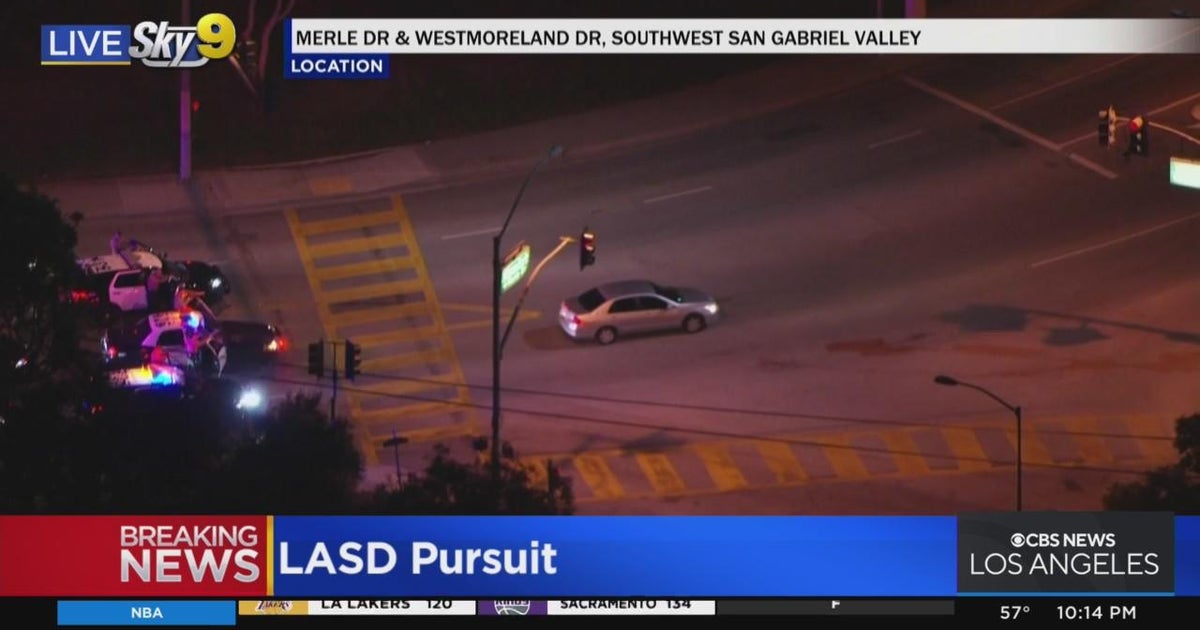LASD in pursuit of possibly armed suspect in Montebello - CBS Los Angeles