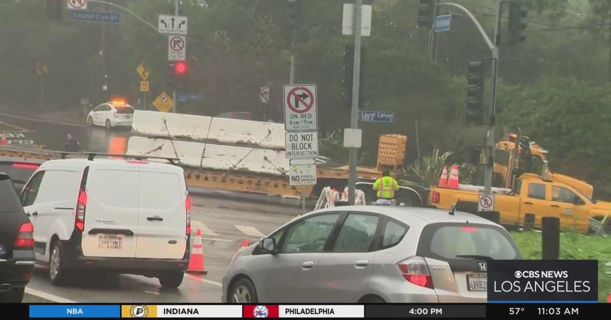Laurel Canyon Blvd. reopens early after storm preparations - CBS Los ...