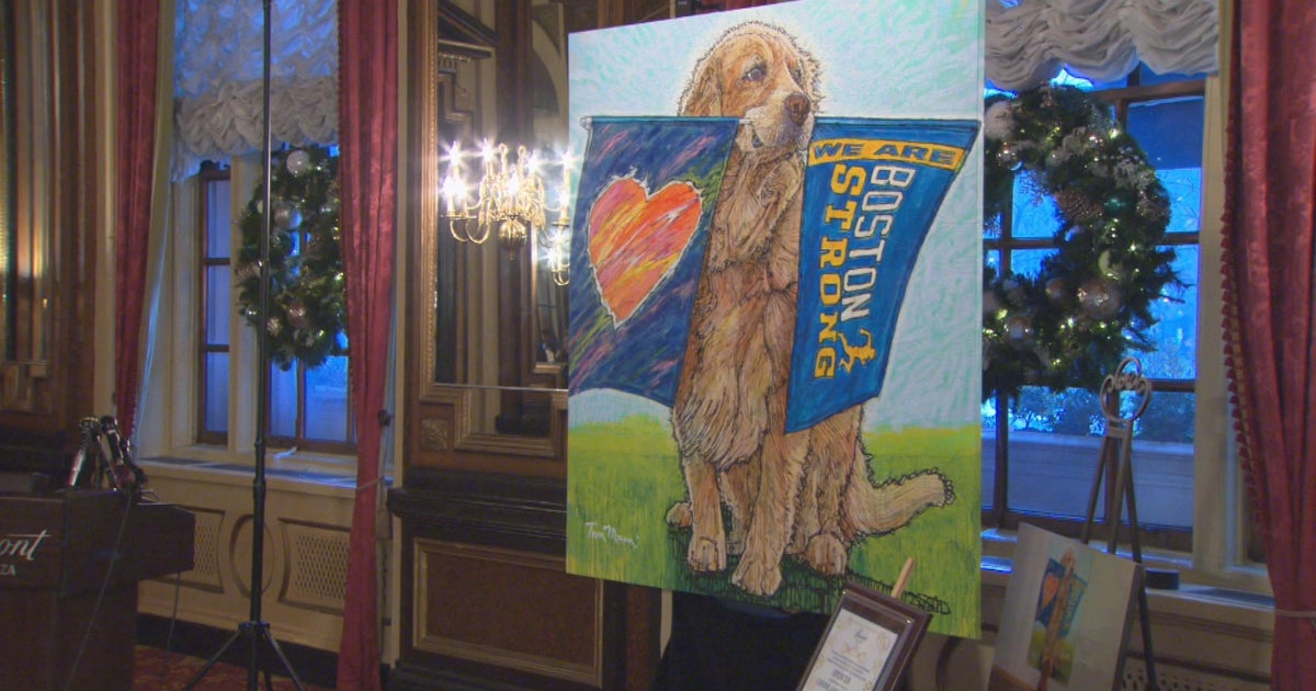 Spencer the Boston Marathon dog honored with portrait at Fairmont ...