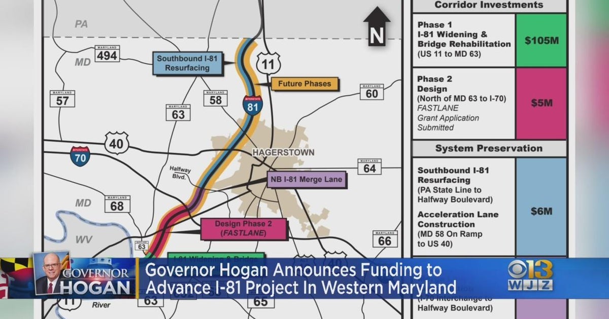 Gov. Hogan announces $100 million for I-81 project - CBS Baltimore