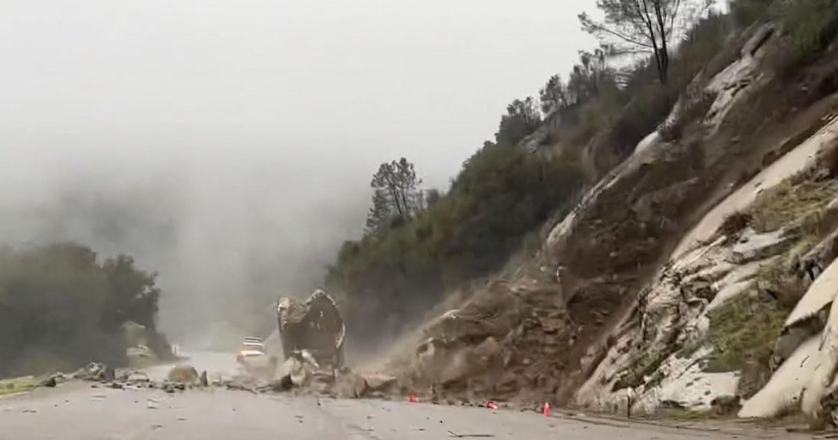 Raw video: Rockslide, flooding on Highway 168 in Shaver Lake area - CBS ...