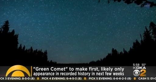 Green comet to pass by Earth for first time in 50,000 years - CBS ...