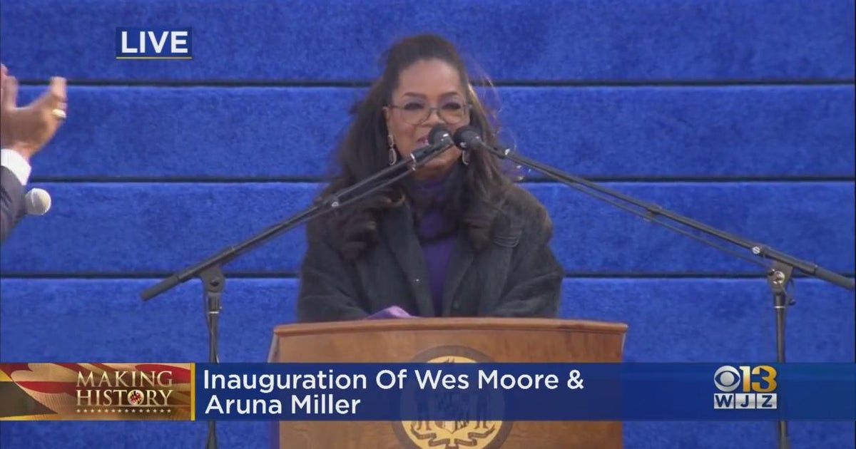 Oprah Winfrey introduces Wes Moore as Maryland's 63rd governor - CBS ...