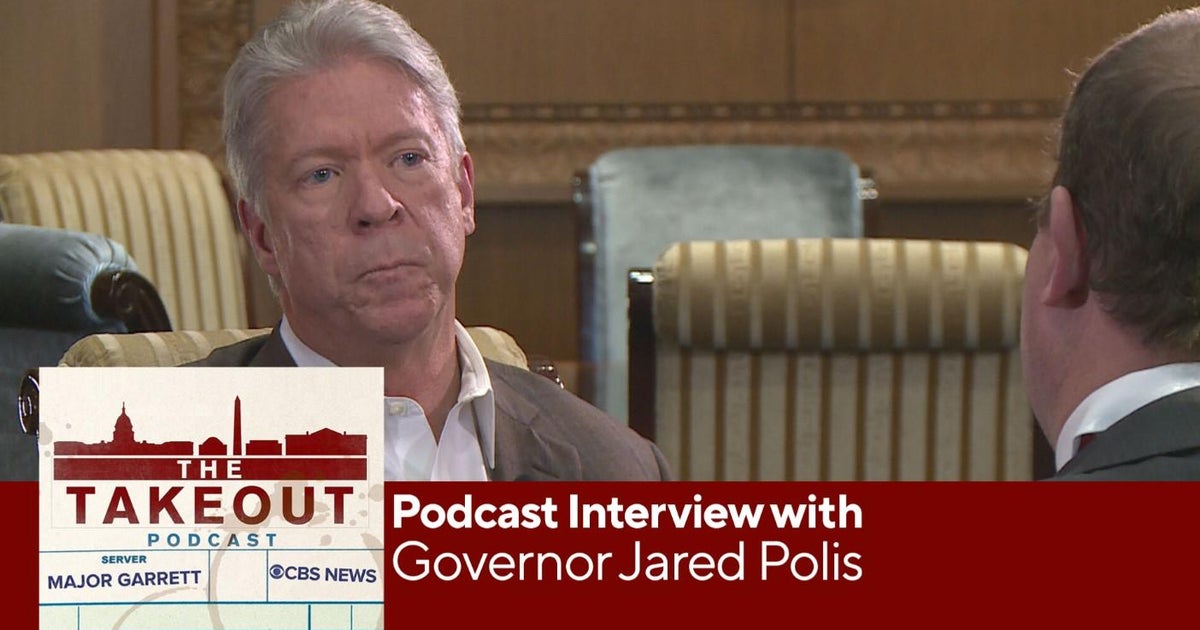 Major Garrett with CBS News interviews Gov. Jared Polis for The Takeout ...