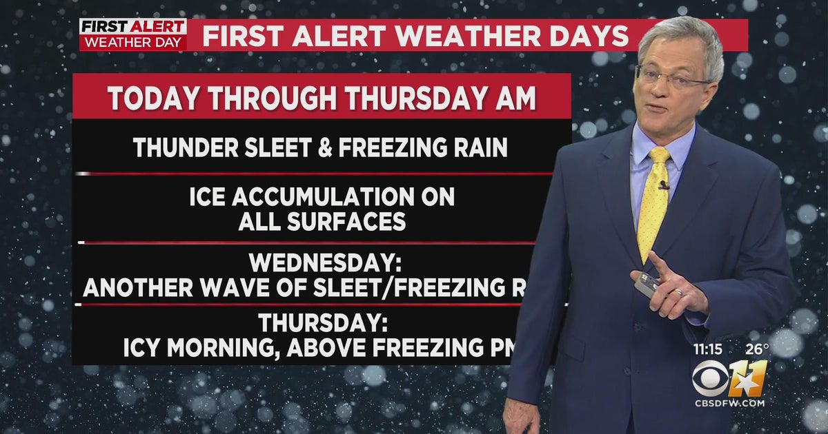Thunder sleet, freezing rain make up winter mix - CBS Texas