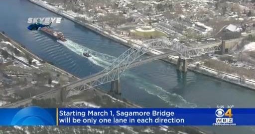 Starting March 1, Sagamore Bridge will be one lane each way - CBS Boston