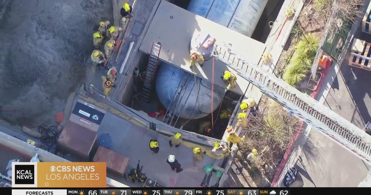 LA City Fire rescue construction worker from concrete hole - CBS Los ...