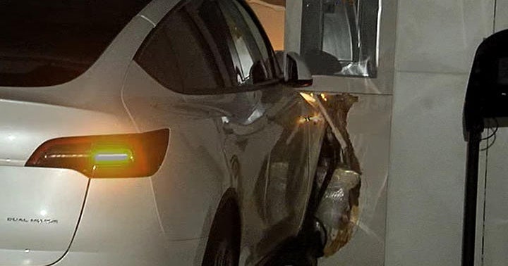 Out of control Tesla slams into San Ramon home - CBS San Francisco