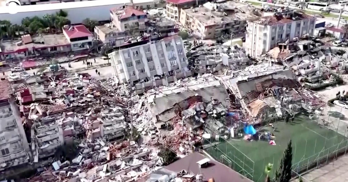 Drone shows quake devastation in Turkey - CBS News