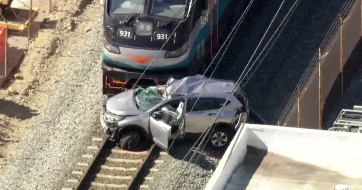 2 hospitalized after train collides with car in Covina - CBS Los Angeles