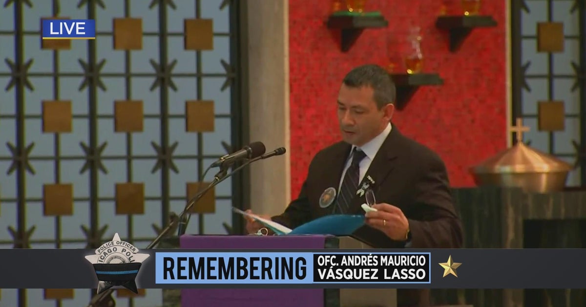 Officer Andrés Mauricio Vásquez Lasso's uncle, Victor, speaks at ...
