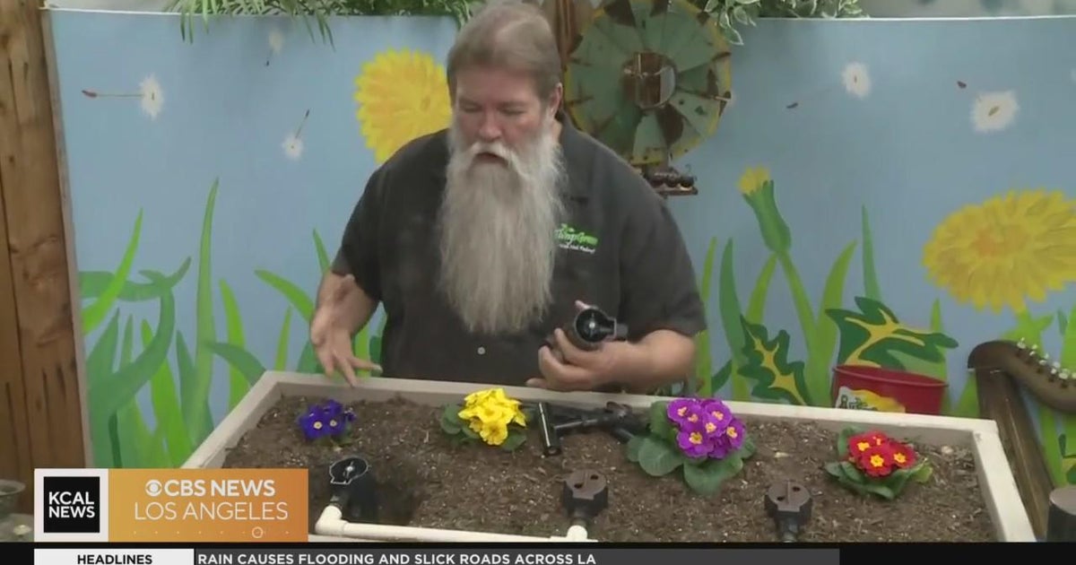 Nick Federoff of Things Green demonstrates a measured watering system ...