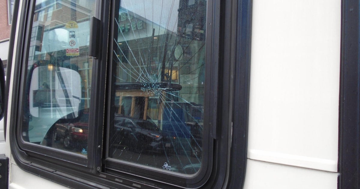 Man smashes MBTA bus window after driver honks at him - CBS Boston