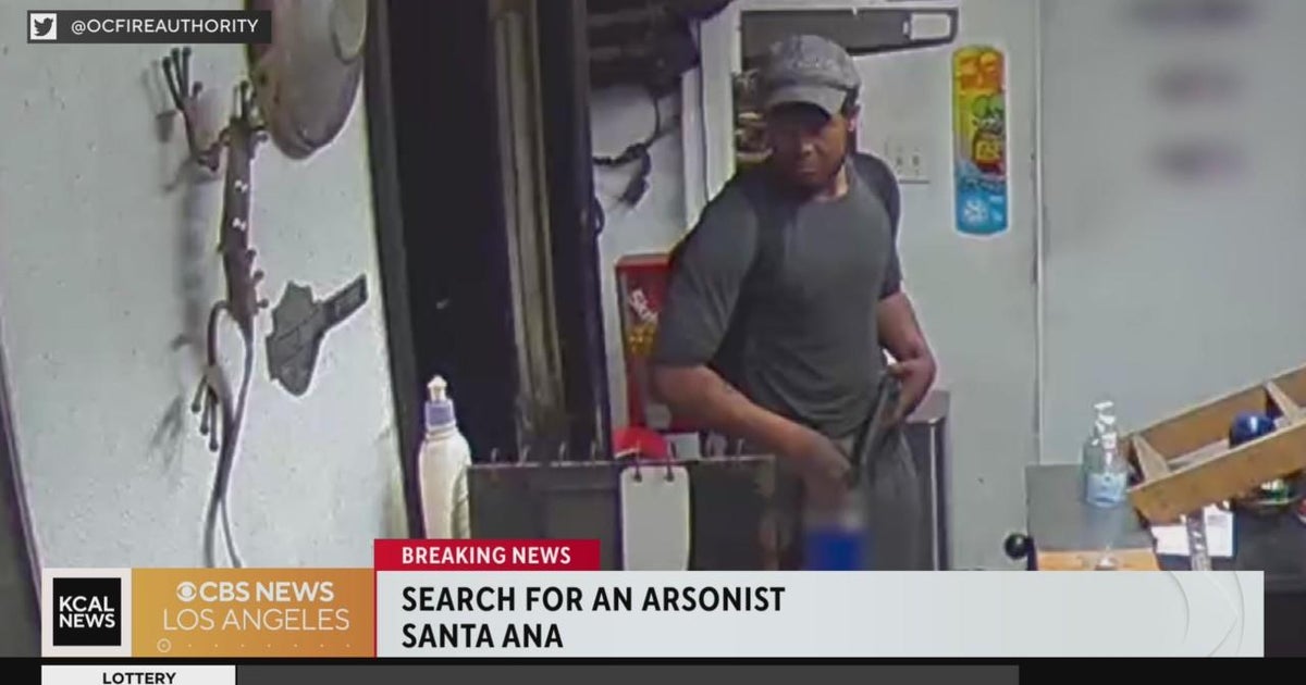 Santa Ana arsonist caught on video; suspect at large - CBS Los Angeles