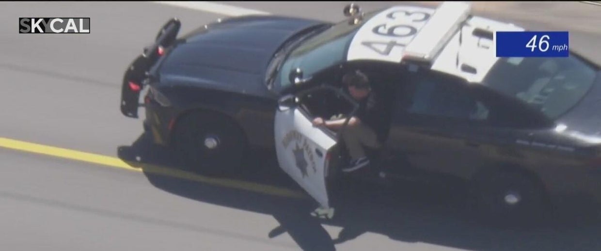 Pursuit suspect dies after jumping out of a stolen CHP cruiser at a high rate of speed