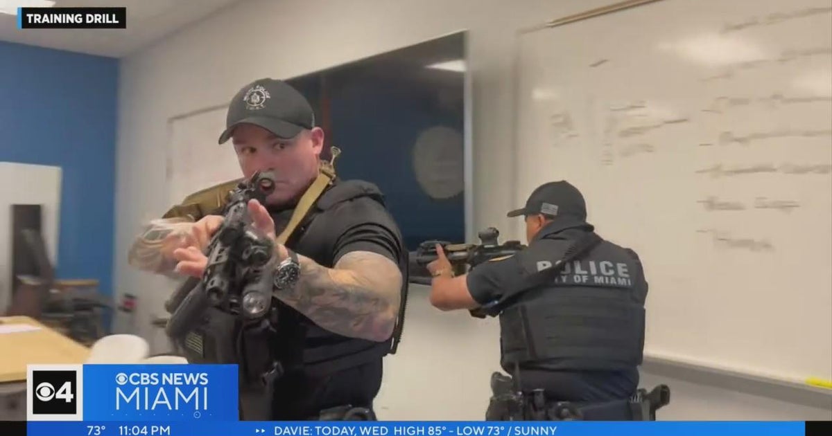 A behind-the-scenes look at active shooter drill by Miami police - CBS ...