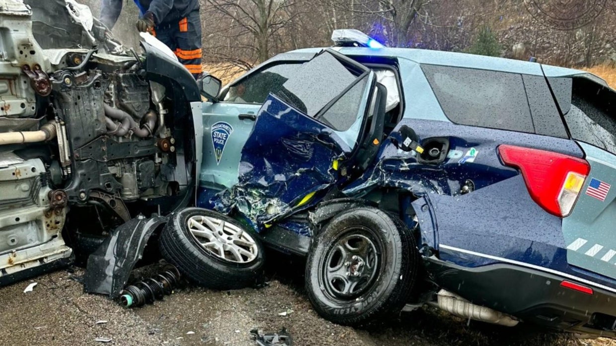 Driver cited in State Trooper cruiser crash on Route 24 - CBS Boston