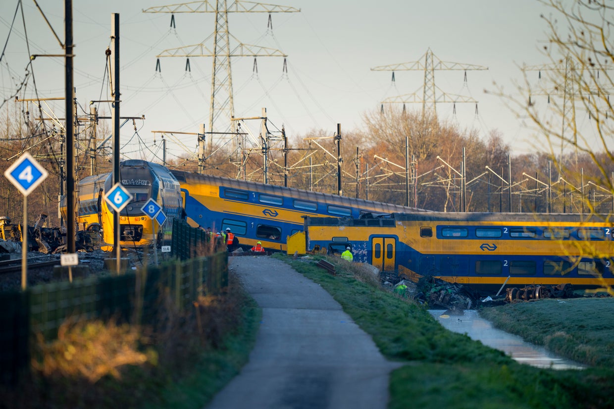 Passenger train slams into crane and derails in the Netherlands, killing 1 and injuring 19 - CBS ...