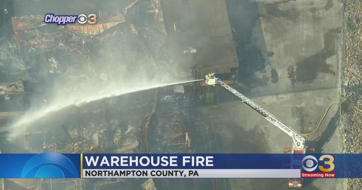 Crews still on scene of warehouse fire in West Easton, Pa. - CBS ...