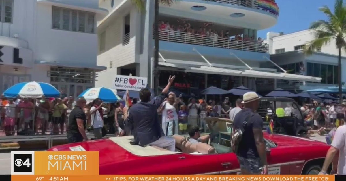 Rep. Fabian Basabe met with protest at Miami Beach Pride Parade - CBS Miami