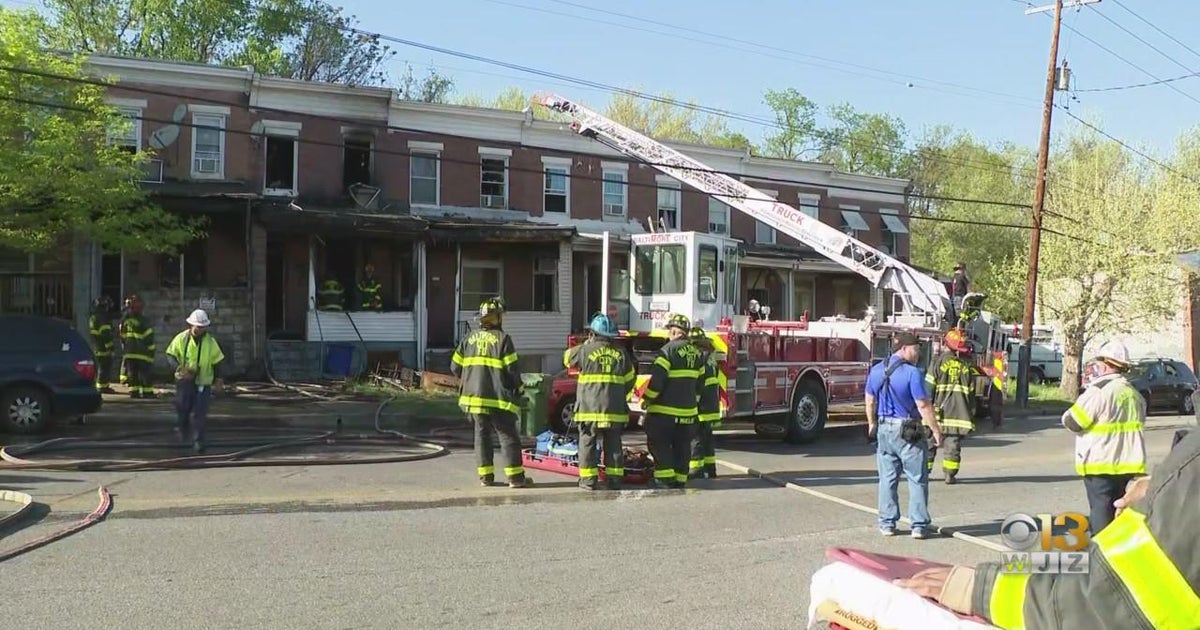 Two-alarm fire damages multiple homes in Southwest Baltimore 4/19/2023 - CBS Baltimore