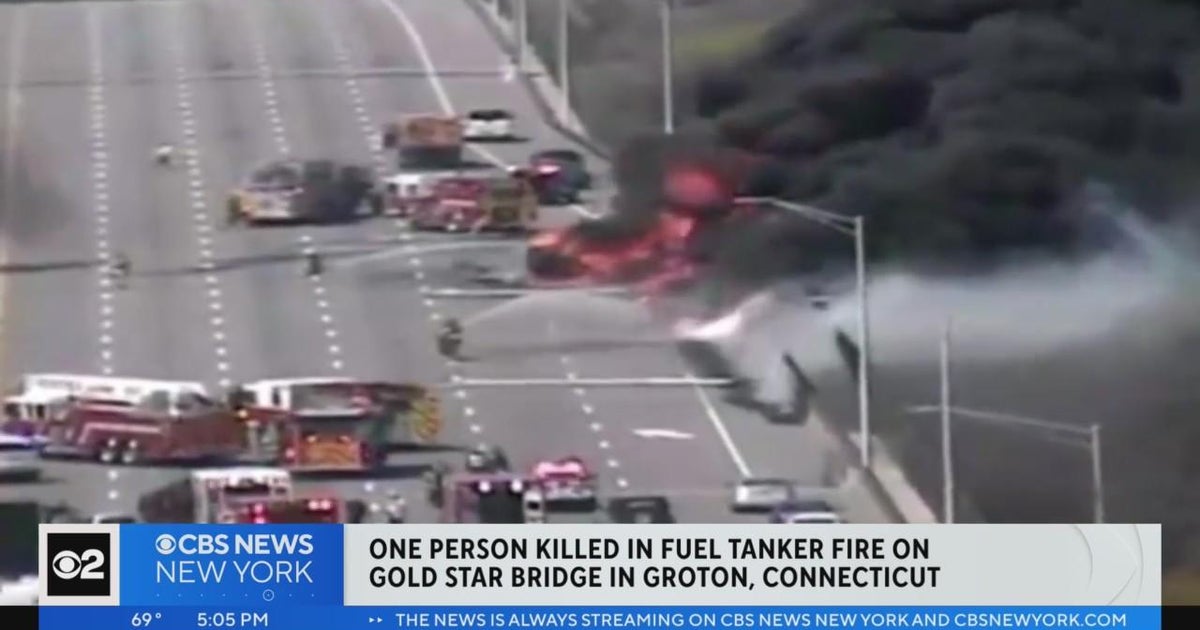 1 person killed in fuel tanker fire on Gold Star Bridge in Groton - CBS ...