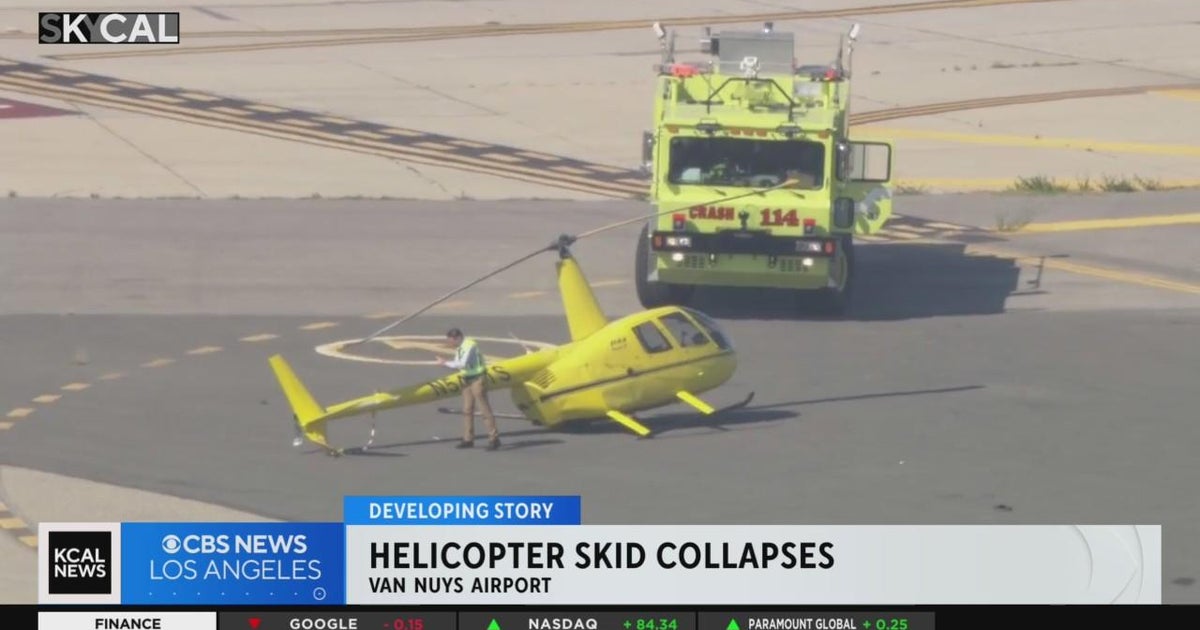 Helicopter missing a skid makes hard landing at Van Nuys Airport - CBS ...