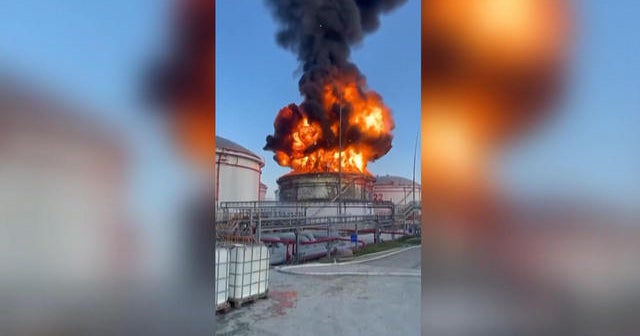 Russian oil depot hit as Ukraine attacks Russian supply lines - CBS News