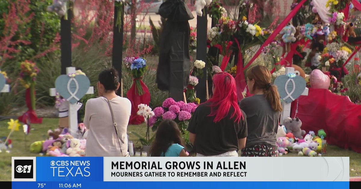 Memorial grows at Allen Premium Outlets mall - CBS Texas