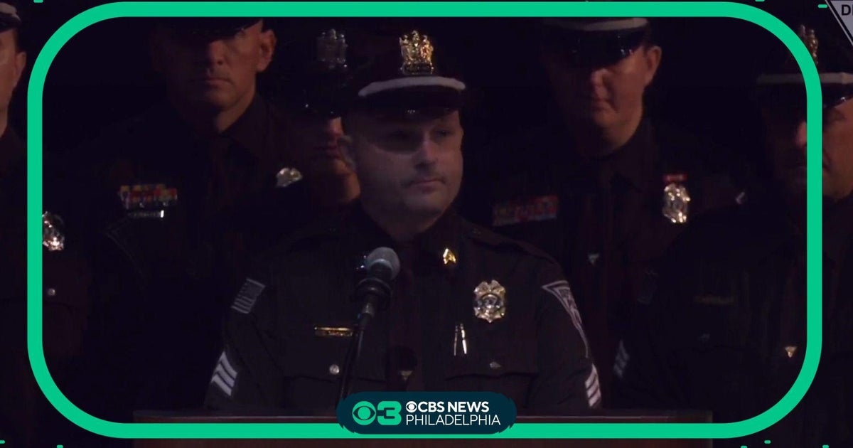 Deptford Officer speaks at Bobby Shisler's funeral - CBS Philadelphia