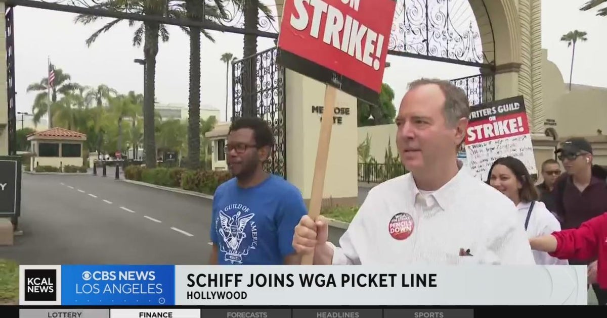 Congressman Adam Schiff supports WGA picket line - CBS Los Angeles