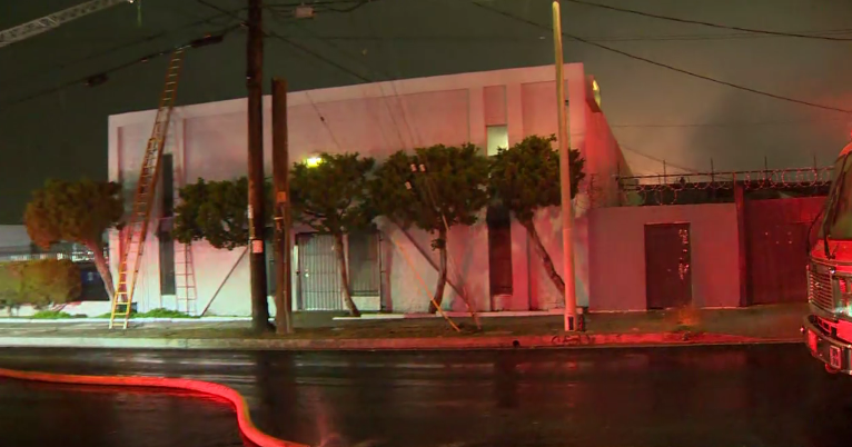 Crews battle structure fire at metal plant in Pacoima - CBS Los Angeles