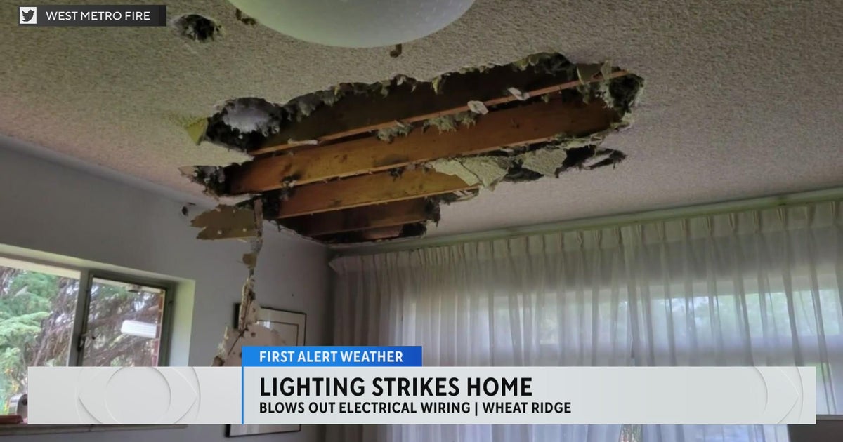 Lightning strikes Wheat Ridge home, leaves holes in ceiling, roof - CBS ...