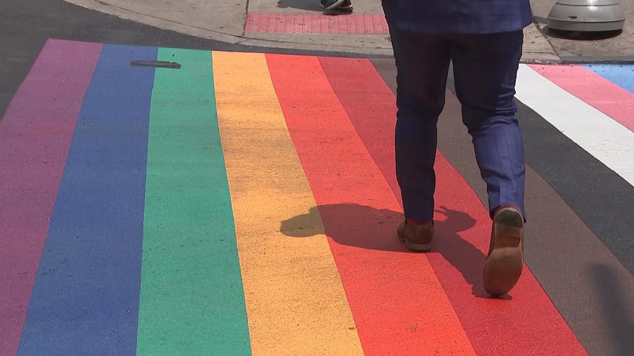 Rainbow crosswalks painted in Philadelphia's Gayborhood for Pride - CBS ...