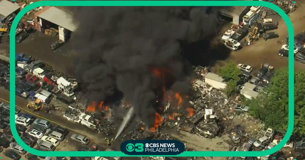 Multiple cars on fire at junkyard in Southwest Philadelphia - CBS ...