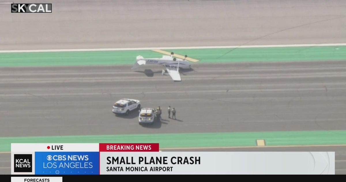 Small plane flips at Santa Monica Airport - CBS Los Angeles