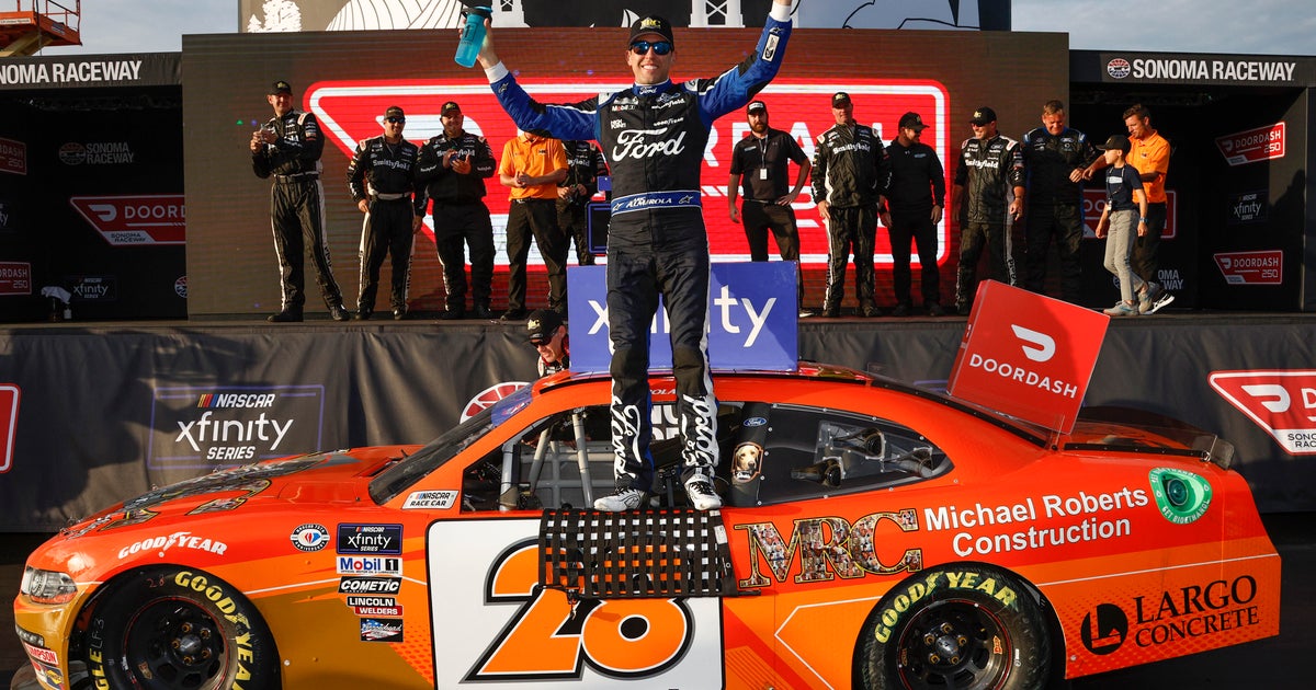 Aric Almirola rallies past Kyle Larson for surprising Xfinity win at ...