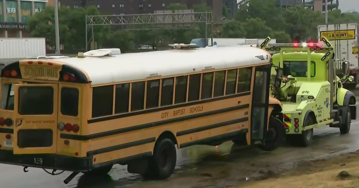 Six kids, teens injured when school bus flips over on Dan Ryan ...