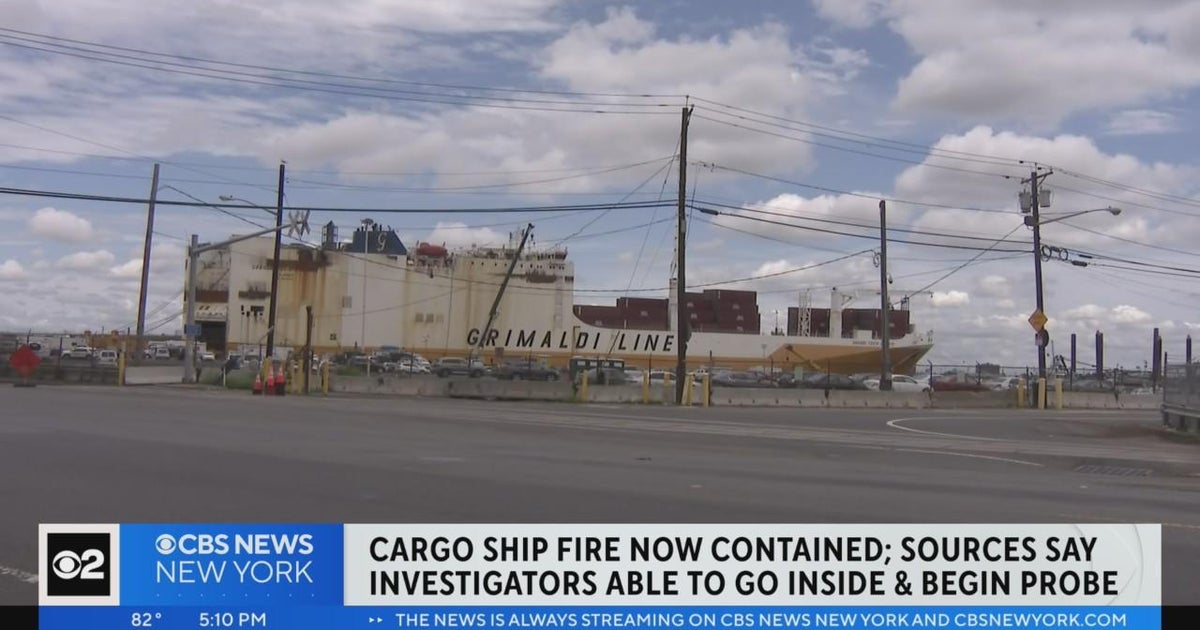 Crews can start investigating cause of Newark cargo ship fire - CBS New ...