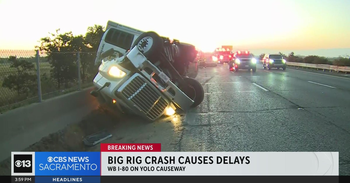 Big rig crash on Yolo Causeway continues to cause delays on I-80 - CBS ...