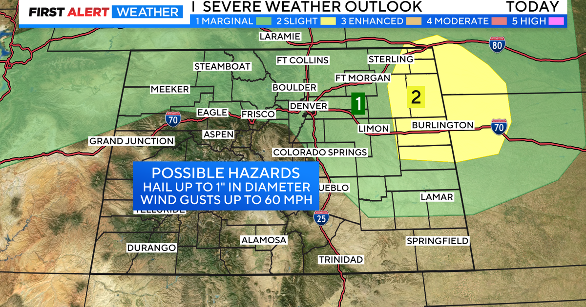 Chance for hail storms from Denver into Colorado's eastern plains - CBS ...