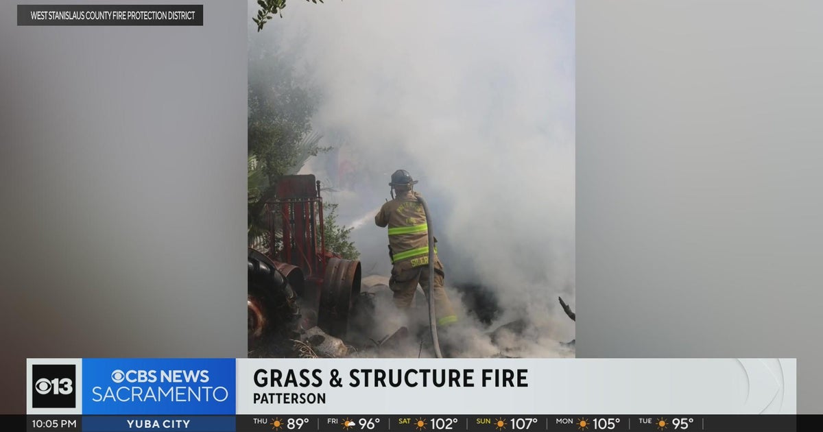 Crews battle grass and structure fire in Patterson - CBS Sacramento